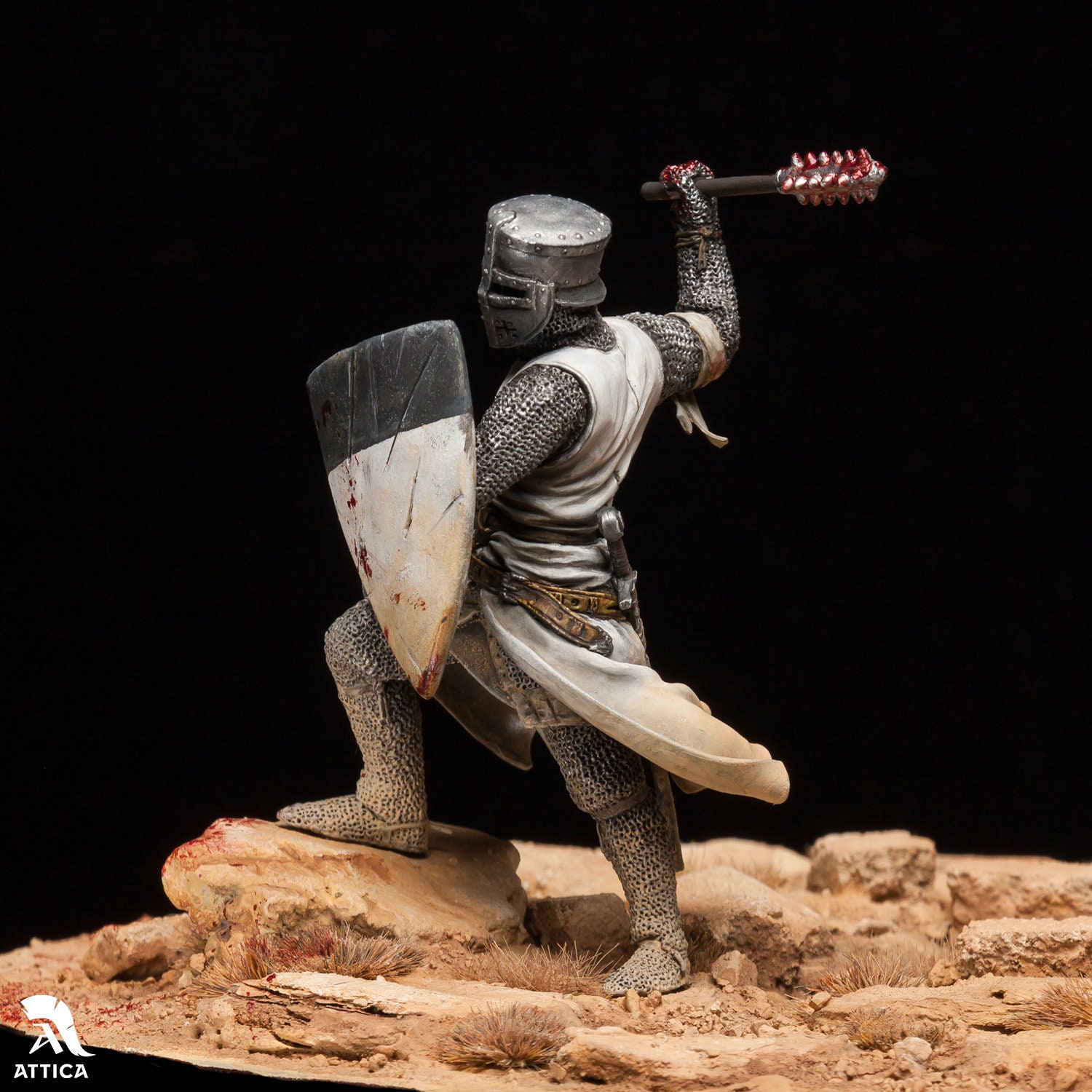 Knight Templar With Mace Crusader Painted Toy Soldier Miniature 75mm 1: ...