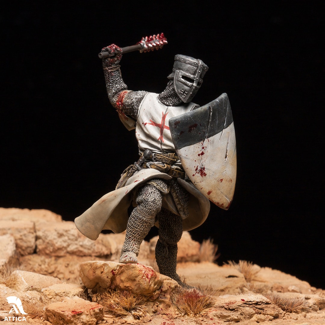 Knight Templar With Mace Crusader Painted Toy Soldier Miniature 75mm 1: ...