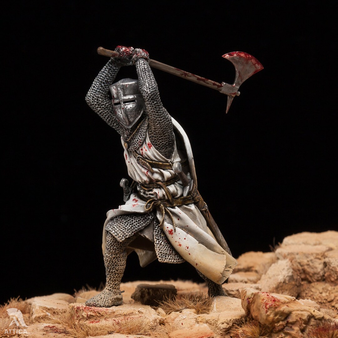 Knight Templar With Axe Crusader Painted Toy Soldier Miniature 75mm 1: ...