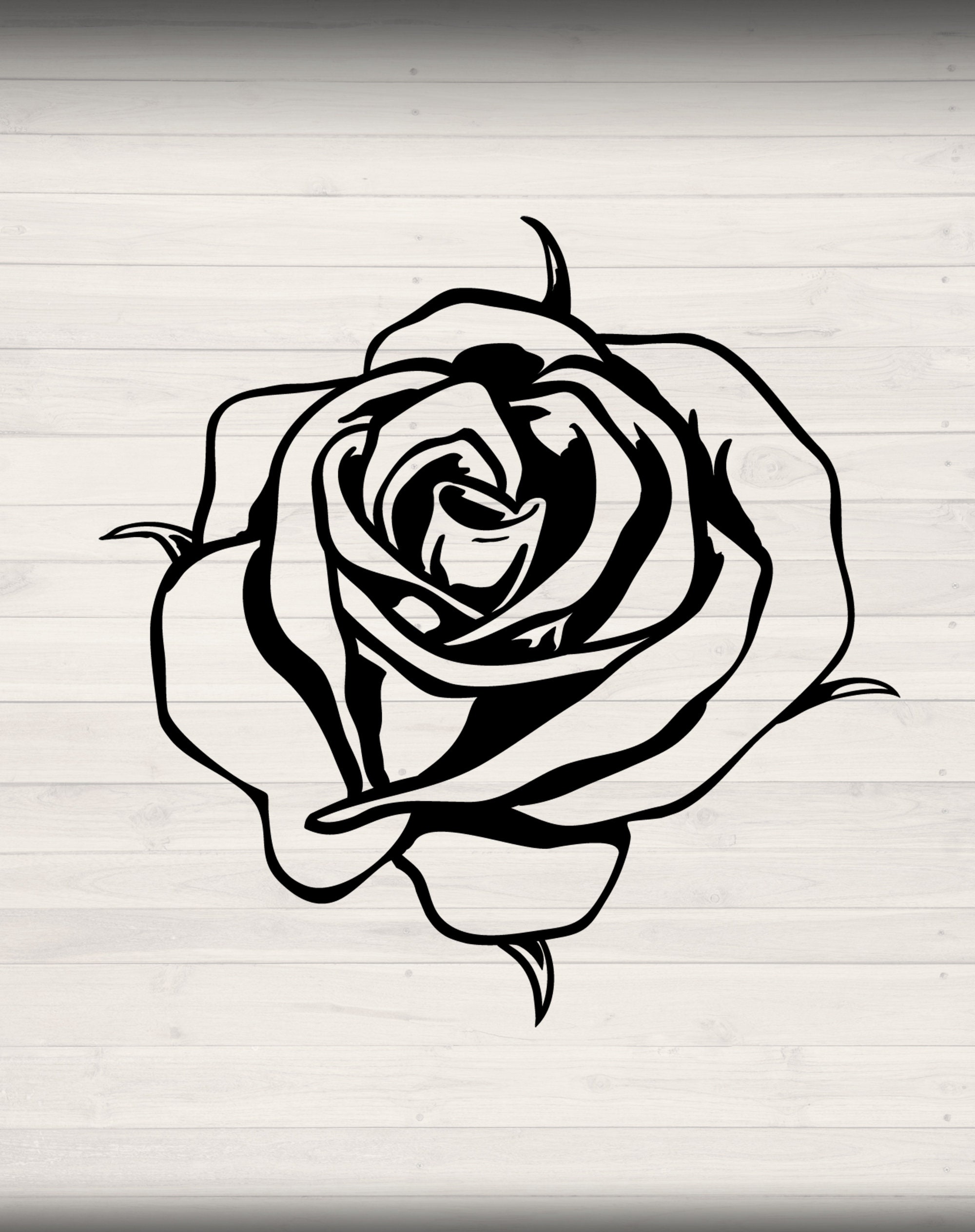 Simple Rose Svg, Digital Download, Rose Outline Svg, Cricut, Flower Svg ...