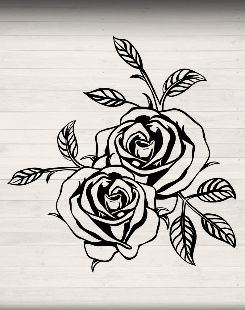 Simple Rose Svg, Digital Download, Rose Outline Svg, Cricut, Flower Svg ...