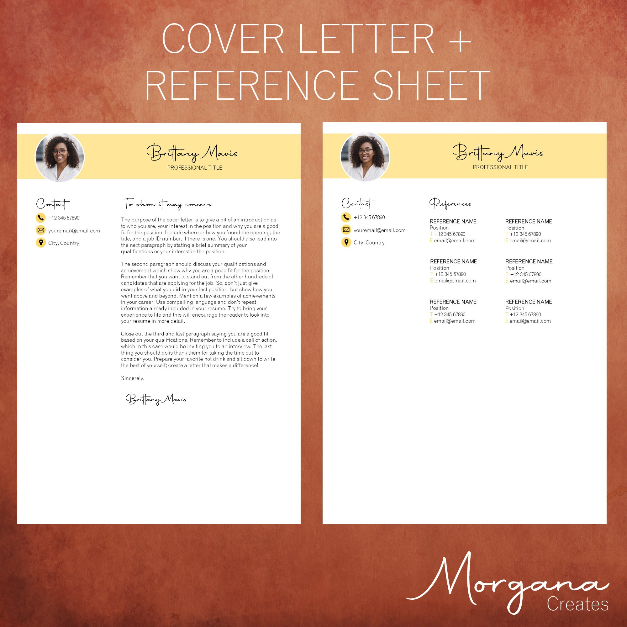 Cute Yello CV Resume Template Clean and Modern Design - Etsy