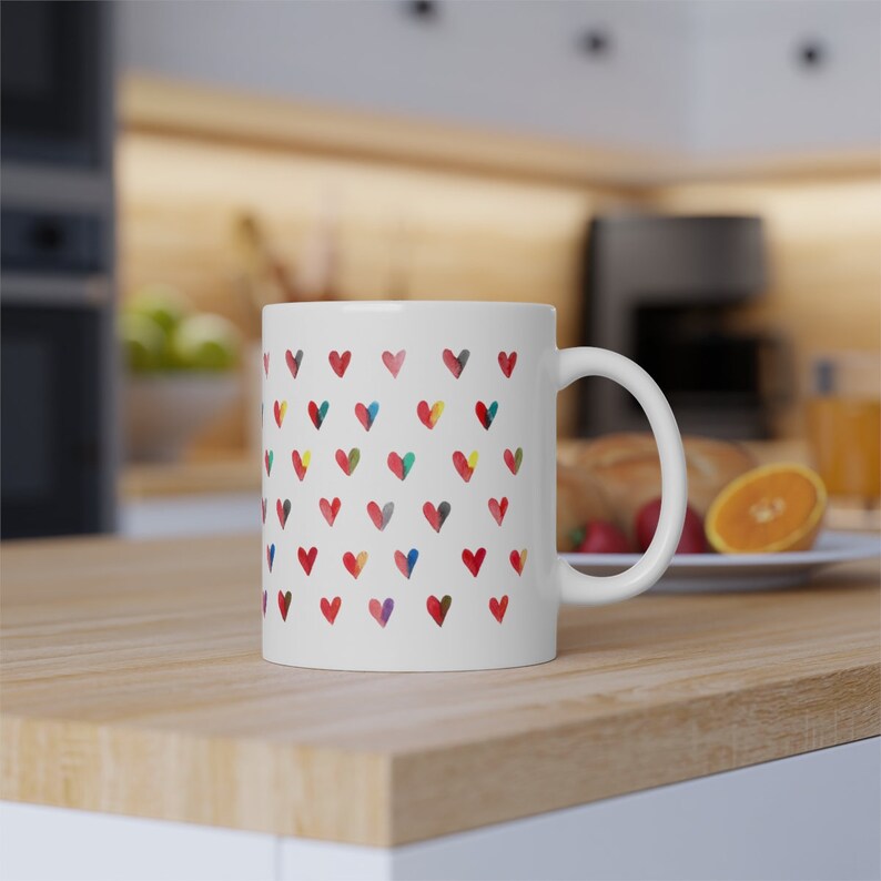 Small Multi-coloured Hearts Hand Paint Heart Mug, Heart Coffee Mug - Etsy
