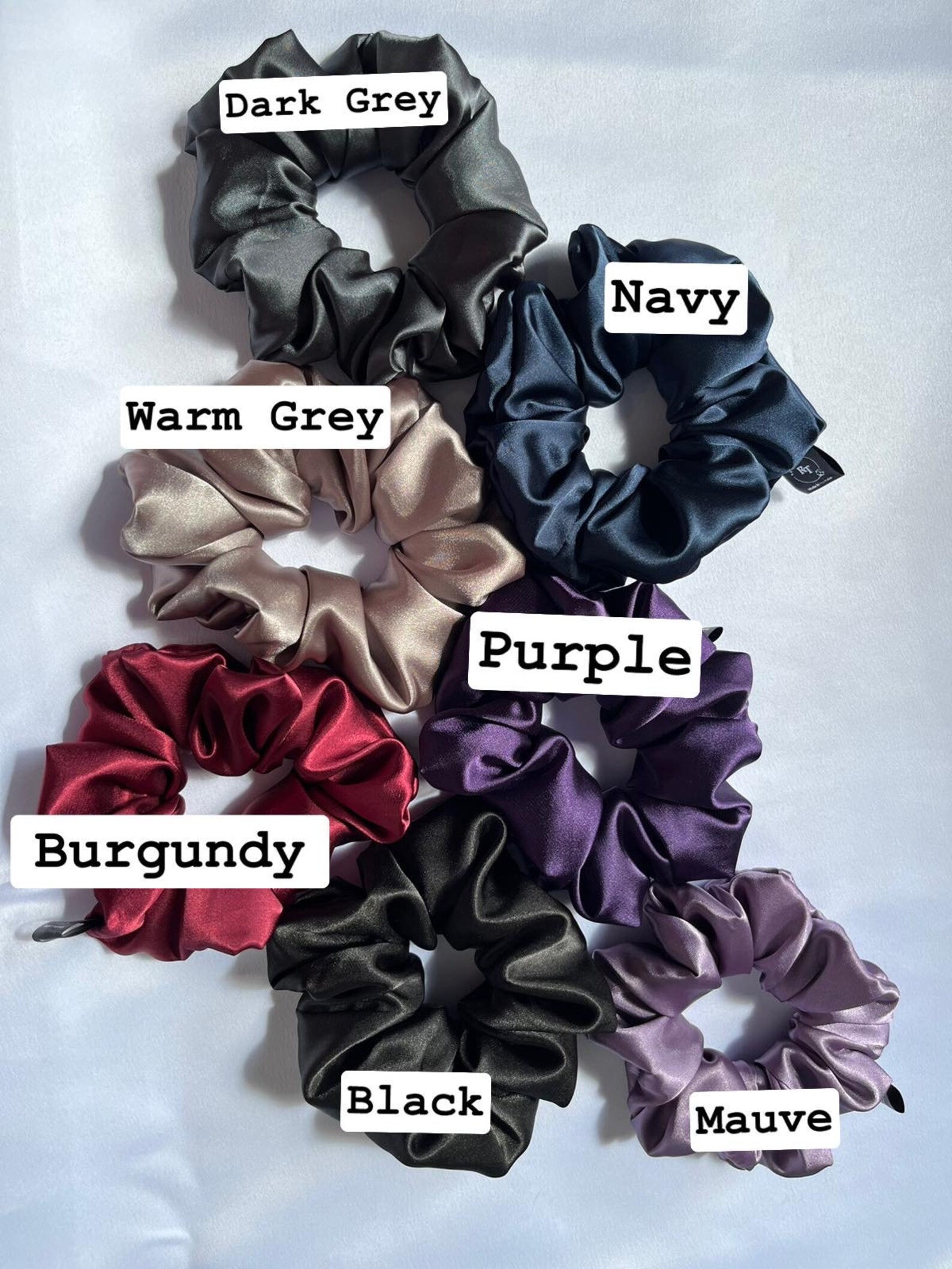 Embroidered Silk Satin Scrunchies - Name, Letters, Word, Numbers ...