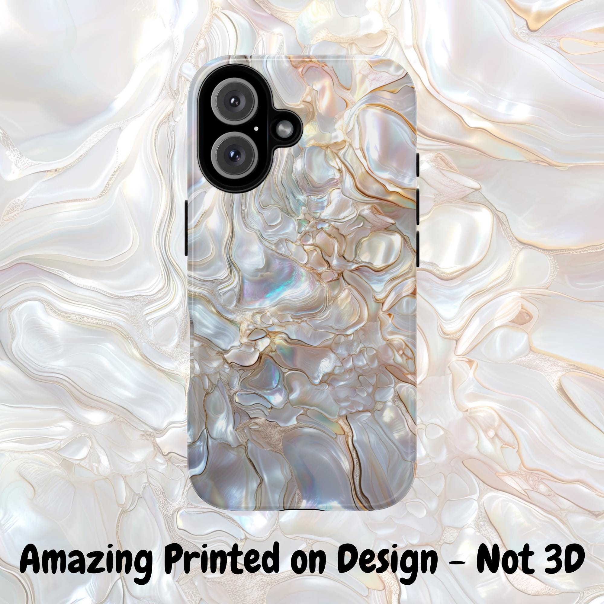 Pearlescent Phone Case Mother of Pearl Silver Abalone iPhone 16 15 14 ...