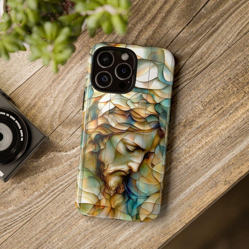 Jesus Phone Case Christian Stained Glass Cover iPhone 16 15 14 13 12 11 ...