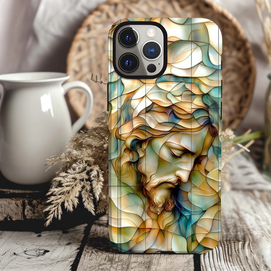 Jesus Phone Case Christian Stained Glass Cover iPhone 16 15 14 13 12 11 ...