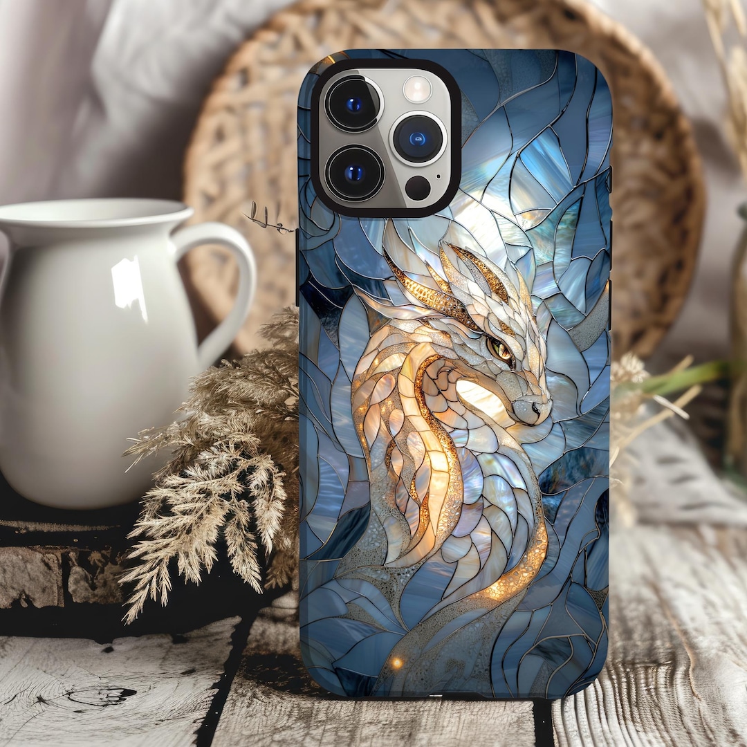 Dragon Stained Glass Phone Case for iPhone 16 15 14 13 12 Samsung S24 ...