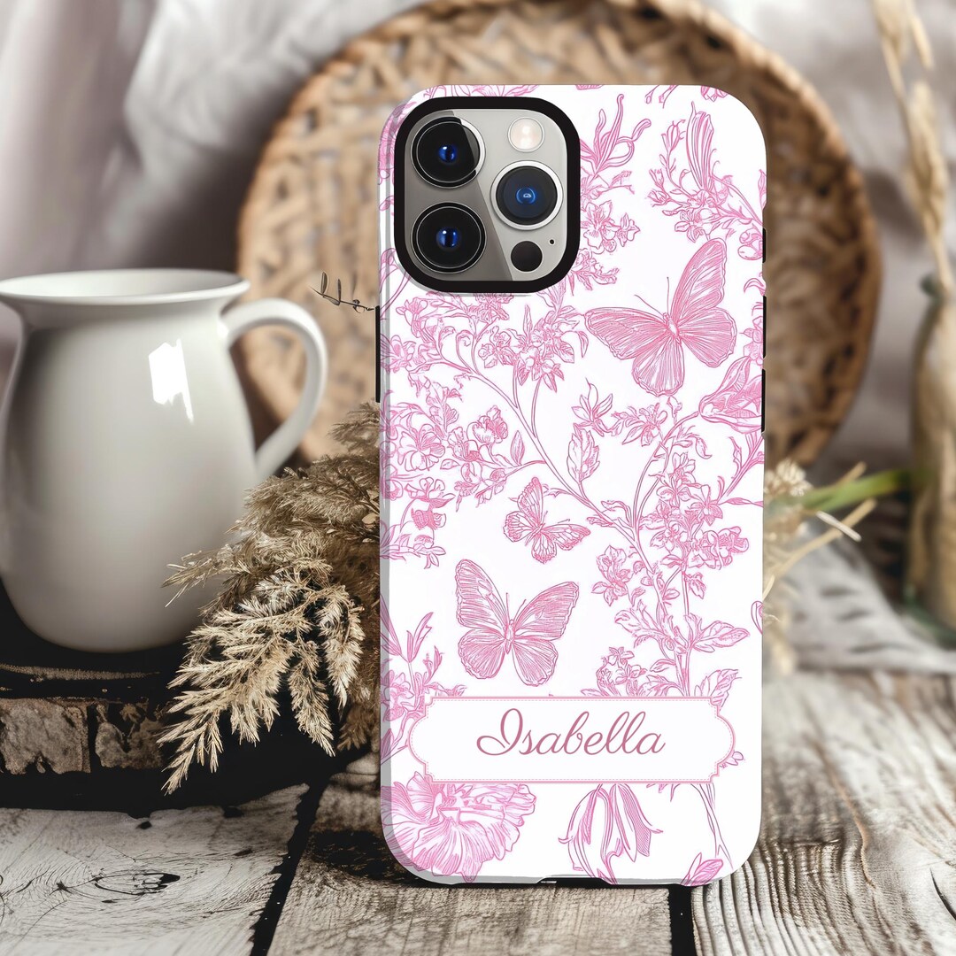 Pink Toile Phone Case French Toile Case iPhone 16 15 14 13 12 Pro Max ...