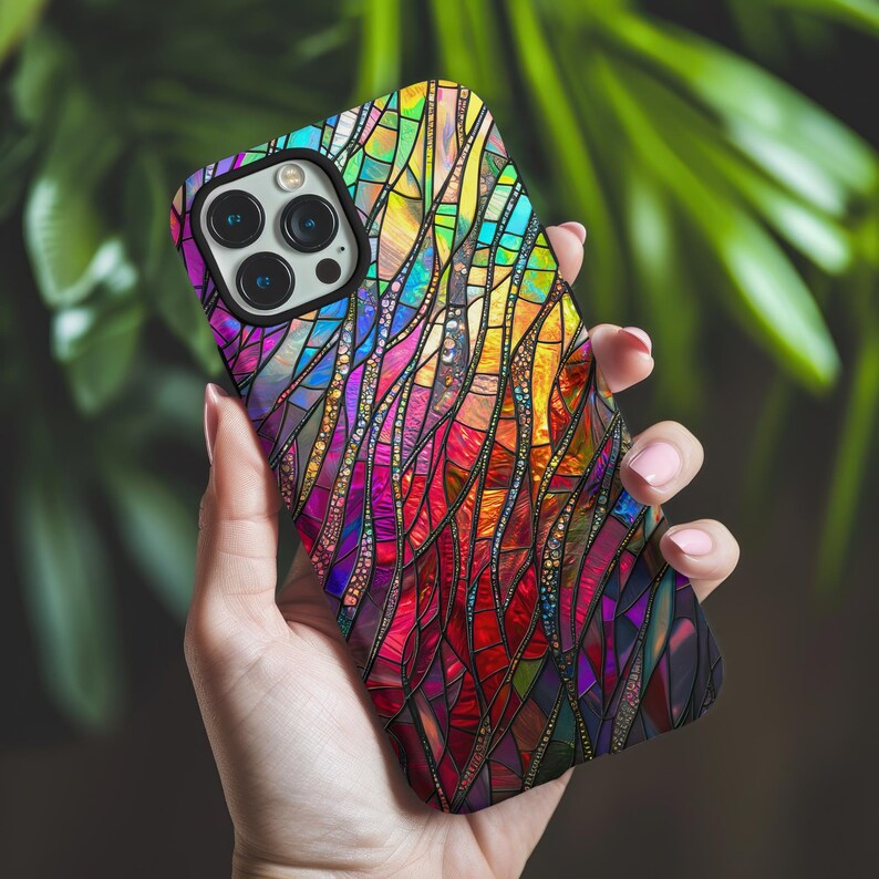 Stained Glass Phone Case Look iPhone 15 14 13 12 11 Pro Max, Samsung ...
