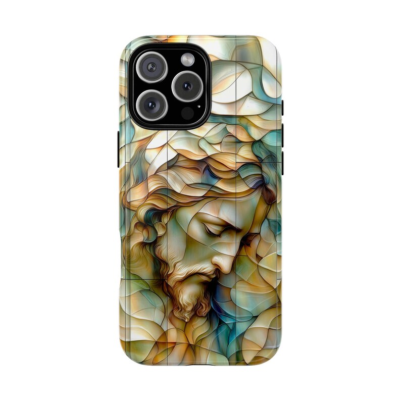 Jesus Phone Case Christian Stained Glass Cover iPhone 16 15 14 13 12 11 ...