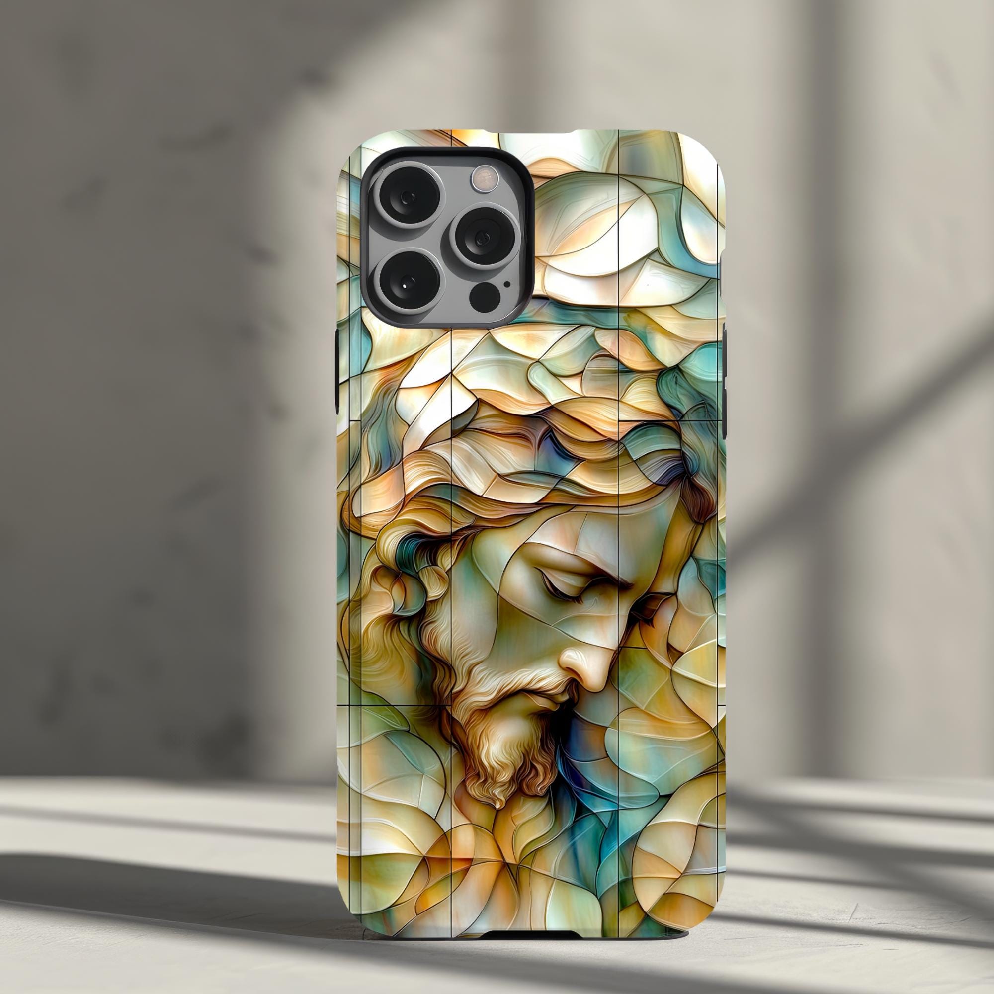 Jesus Phone Case Christian Stained Glass Cover iPhone 16 15 14 13 12 11 ...