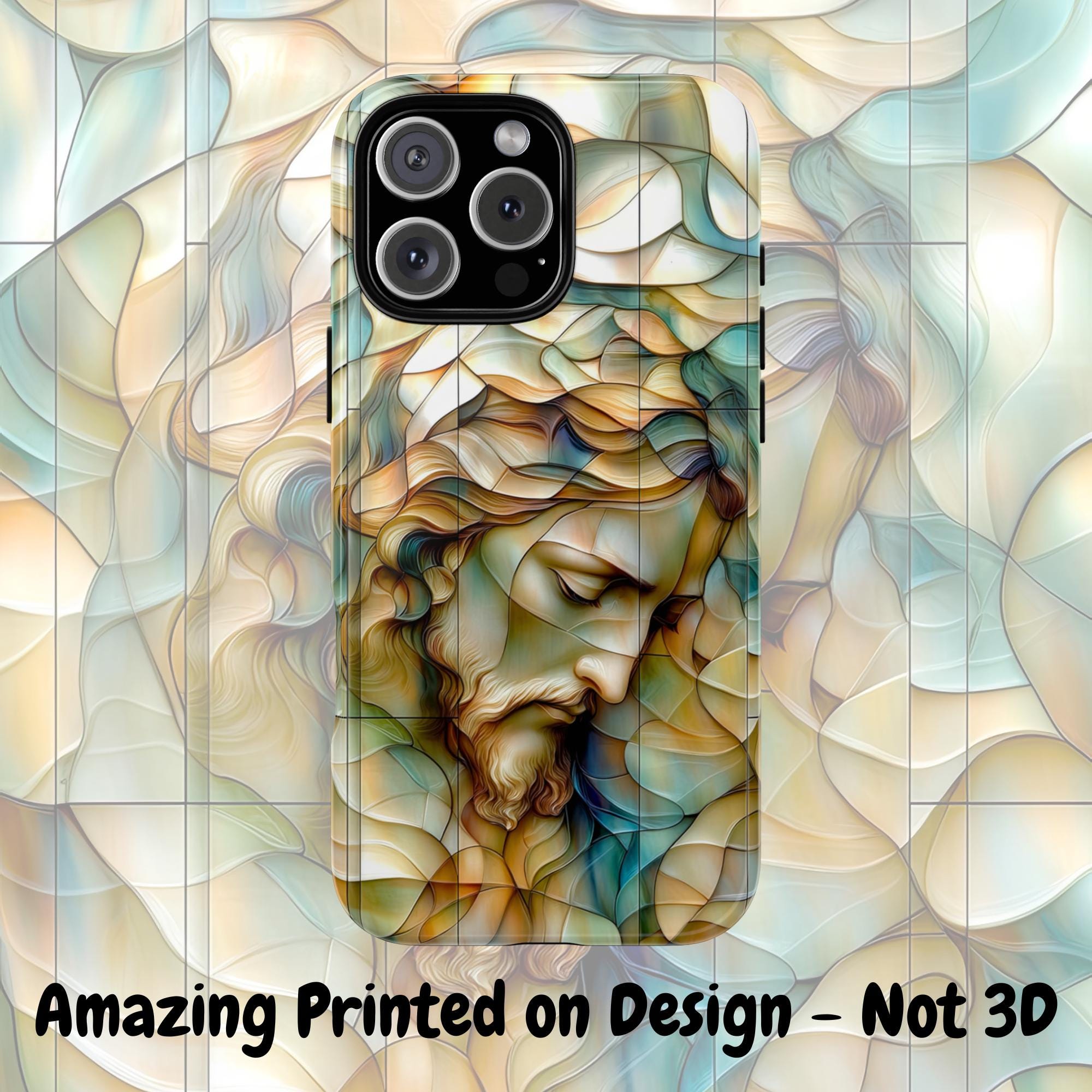 Jesus Phone Case Christian Stained Glass Cover iPhone 16 15 14 13 12 11 ...