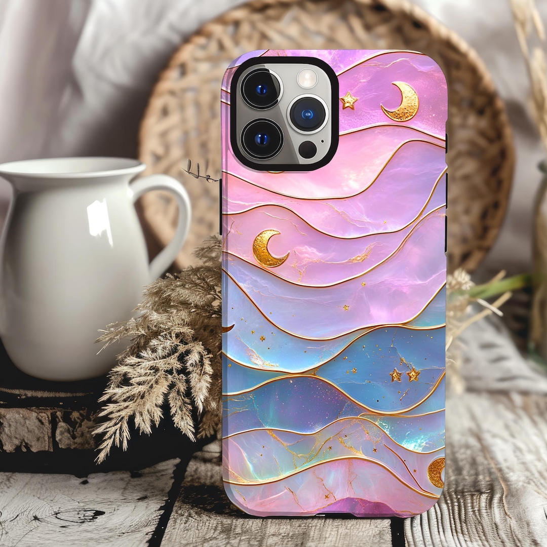 Pink Purple Sky Phone Case Stained Glass Sky Phone Cover iPhone 16 15 ...