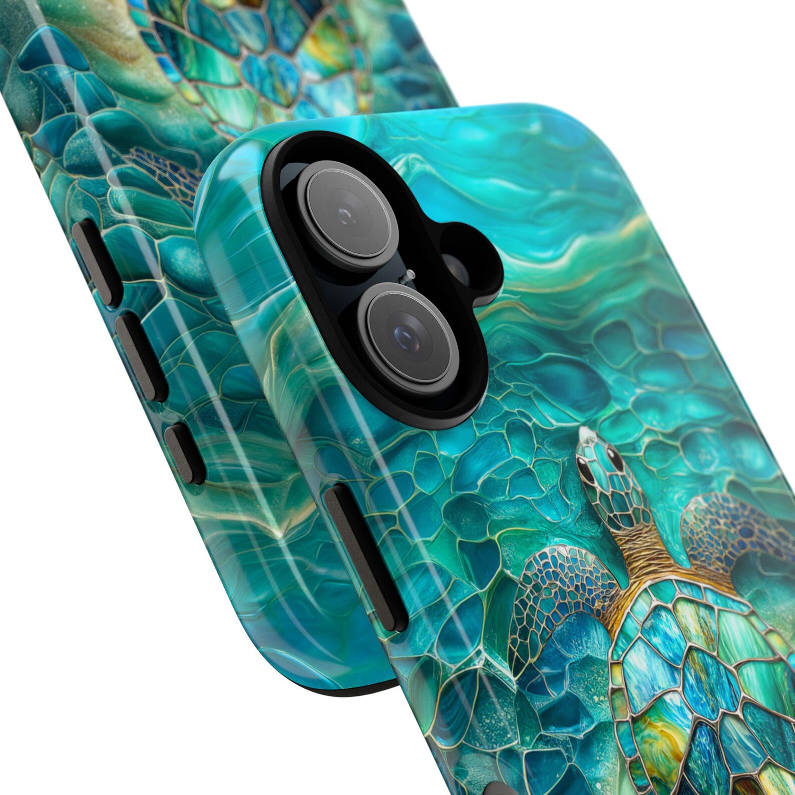 Stained Glass Sea Turtle Phone Case, Cute Faux Glass Mosaic Ocean ...
