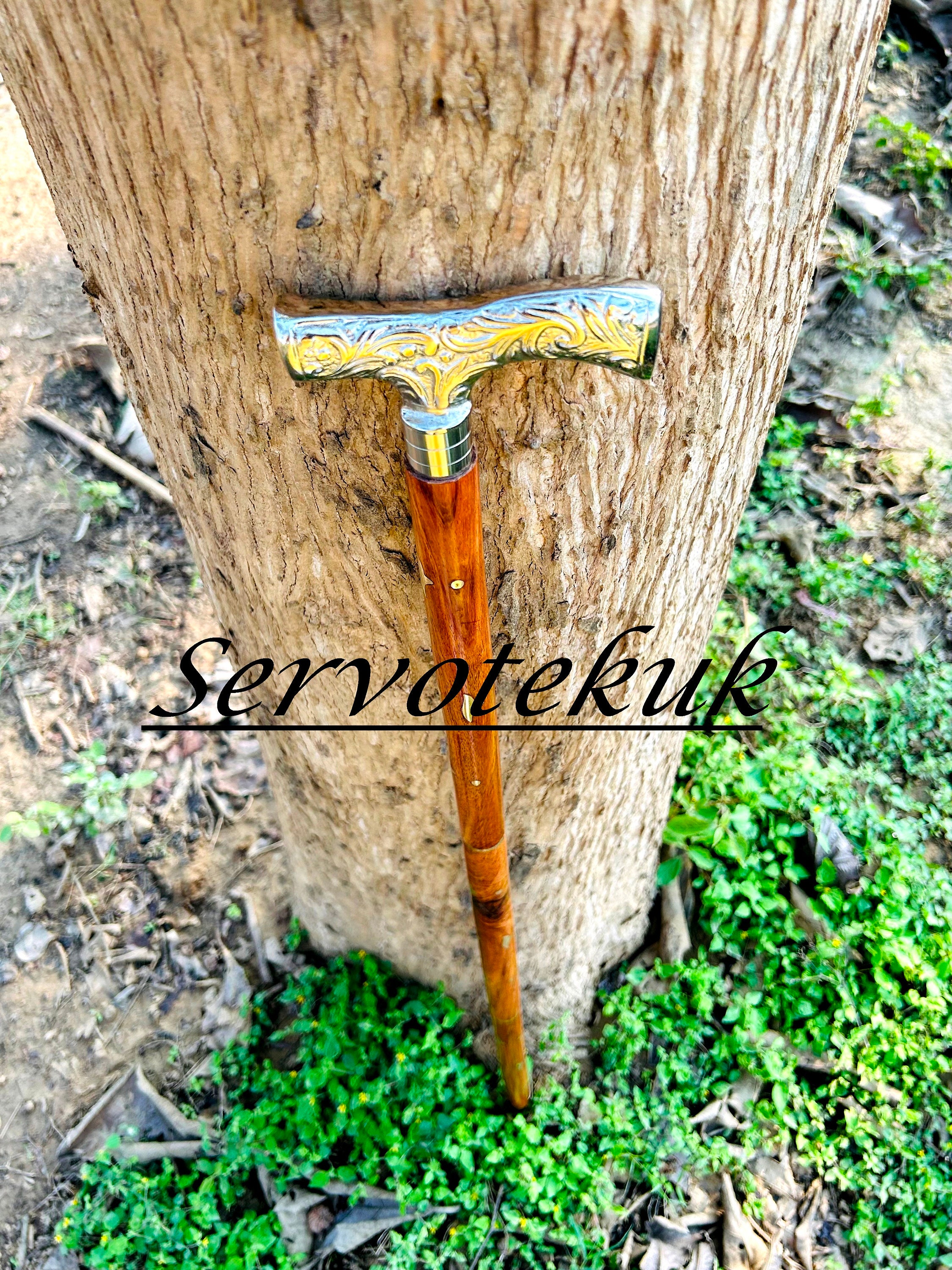 Timeless Elegance: Traditional Victorian Brass Handle Walking Stick for ...