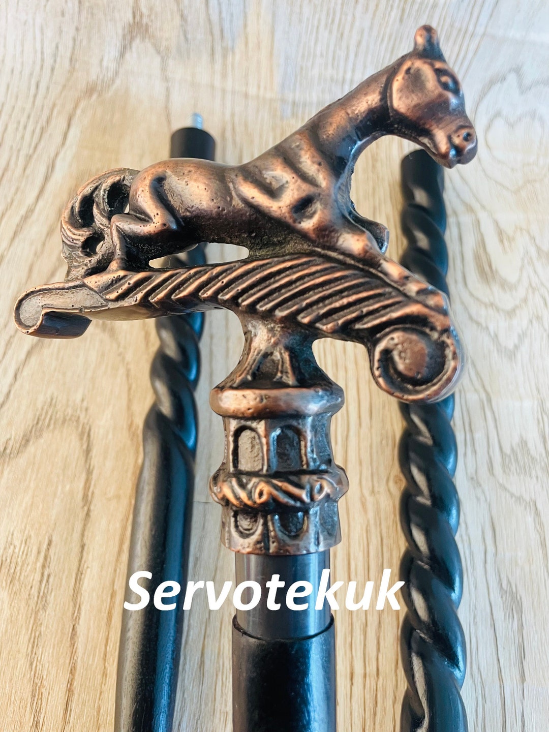 Sculpted Brass Horse Handle Walking Cane: Rosewood Spiral Shaft - Etsy