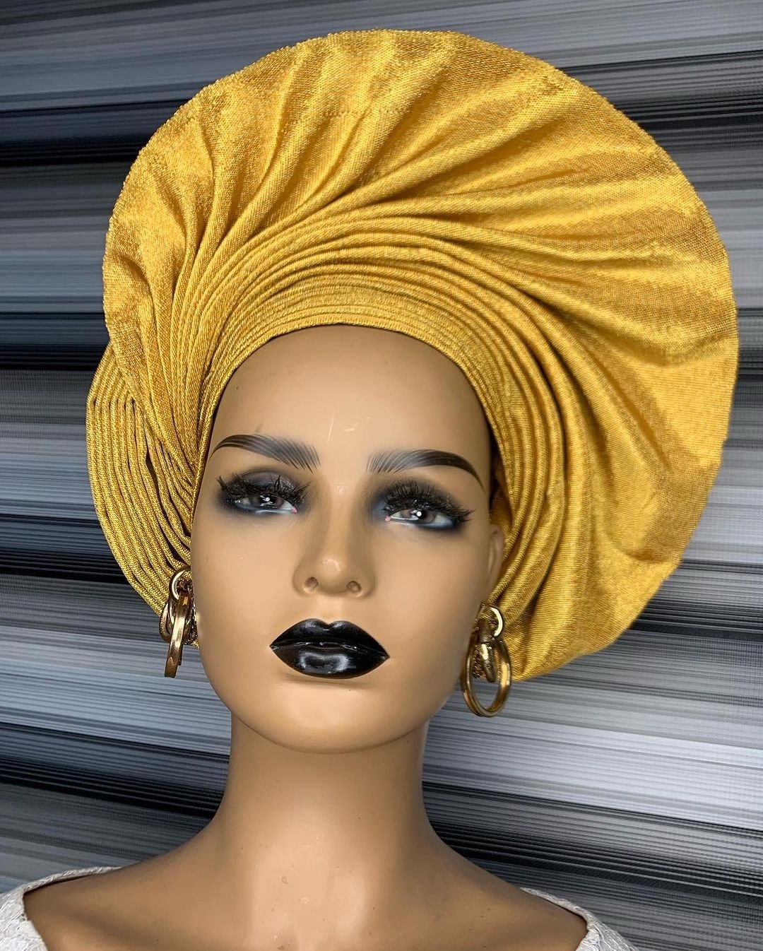 African Gele, Ready to Wear Autogele, Gold Head Tie, Nigeria Gele, Zara ...