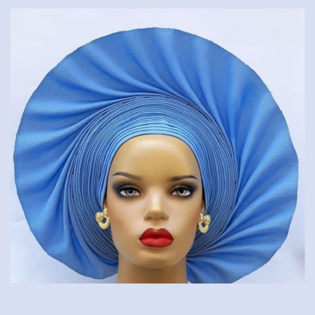 African Gele, Ready to Wear Autogele, Blue Headtie, Nigeria Gele, Zara ...