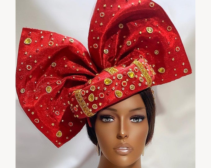 Asooke Fascinator Beaded Gele Hat African Headtie Zara Cap Nigeria ...
