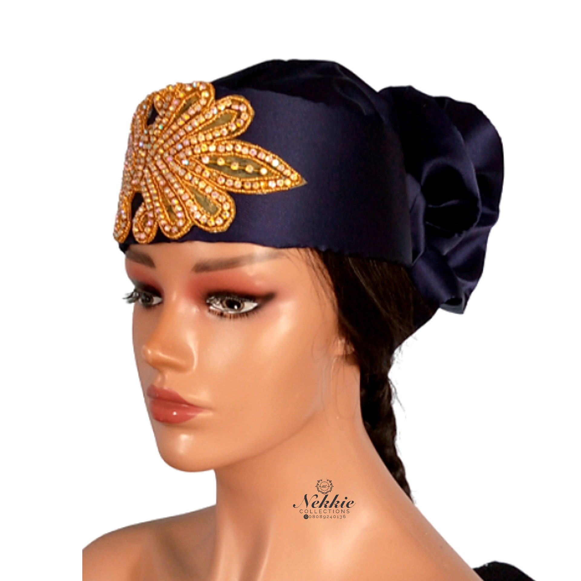Zara Cap, Navy Blue Turban, Women Cap, African Headwear, Wedding Hat ...