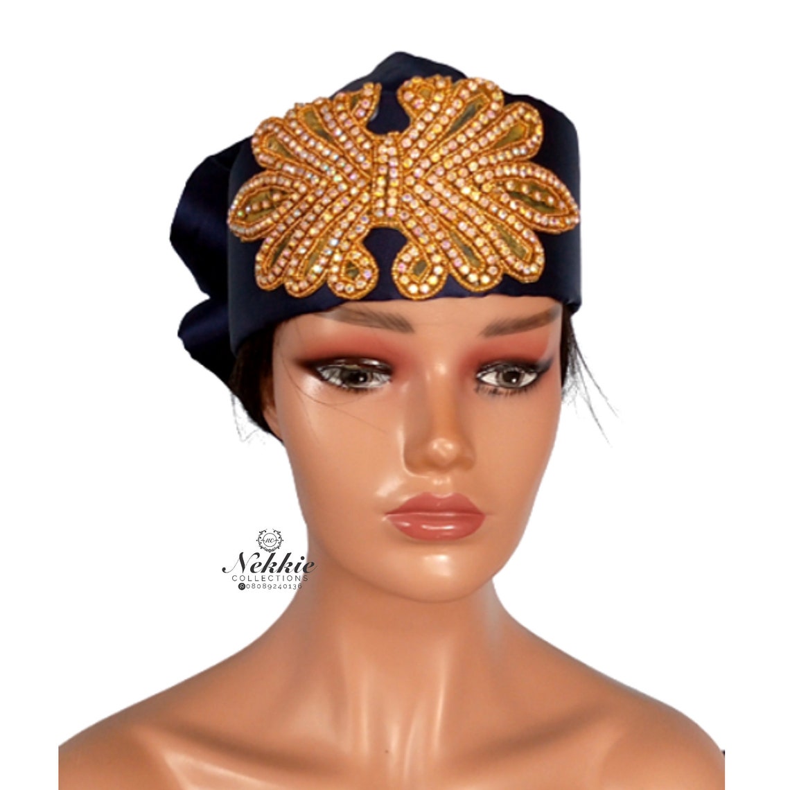 Zara Cap, Navy Blue Turban, Women Cap, African Headwear, Wedding Hat ...