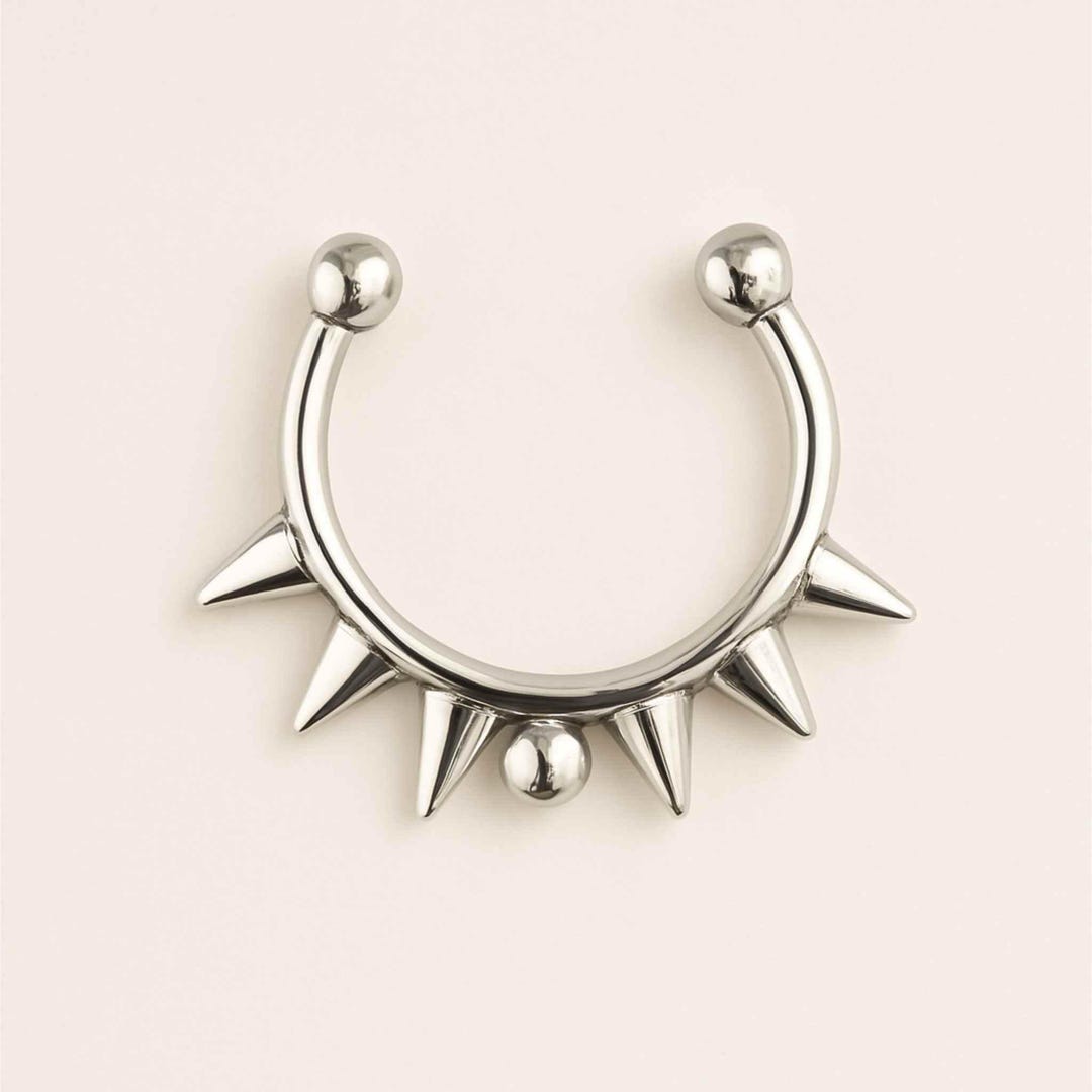Spike Septum Piercing Hoop , Fake Nose Septum Ring , Septum Nose Rings ...