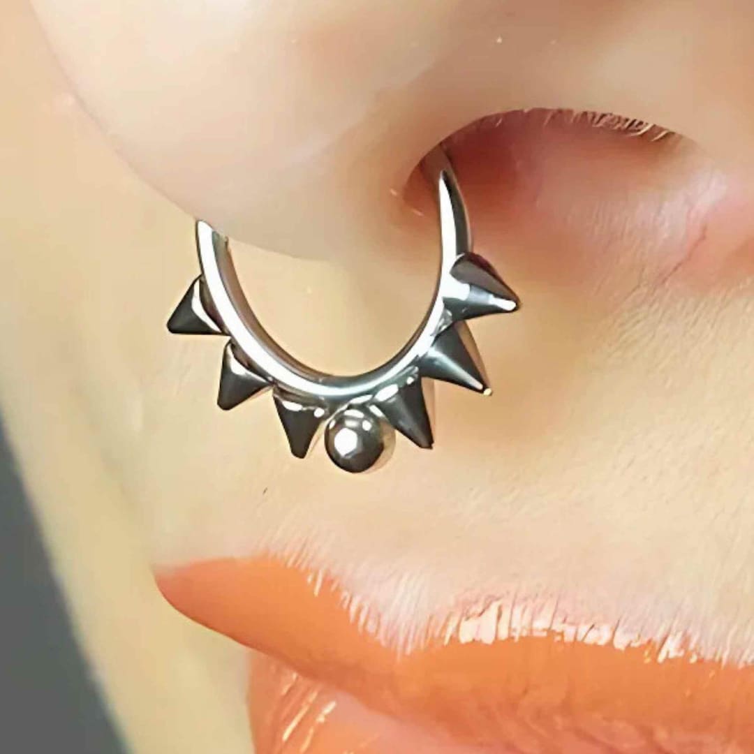Spike Nose Ring ,fake Septum Ring, Fake Nose Ring Hoop, Faux Nose Ring ...