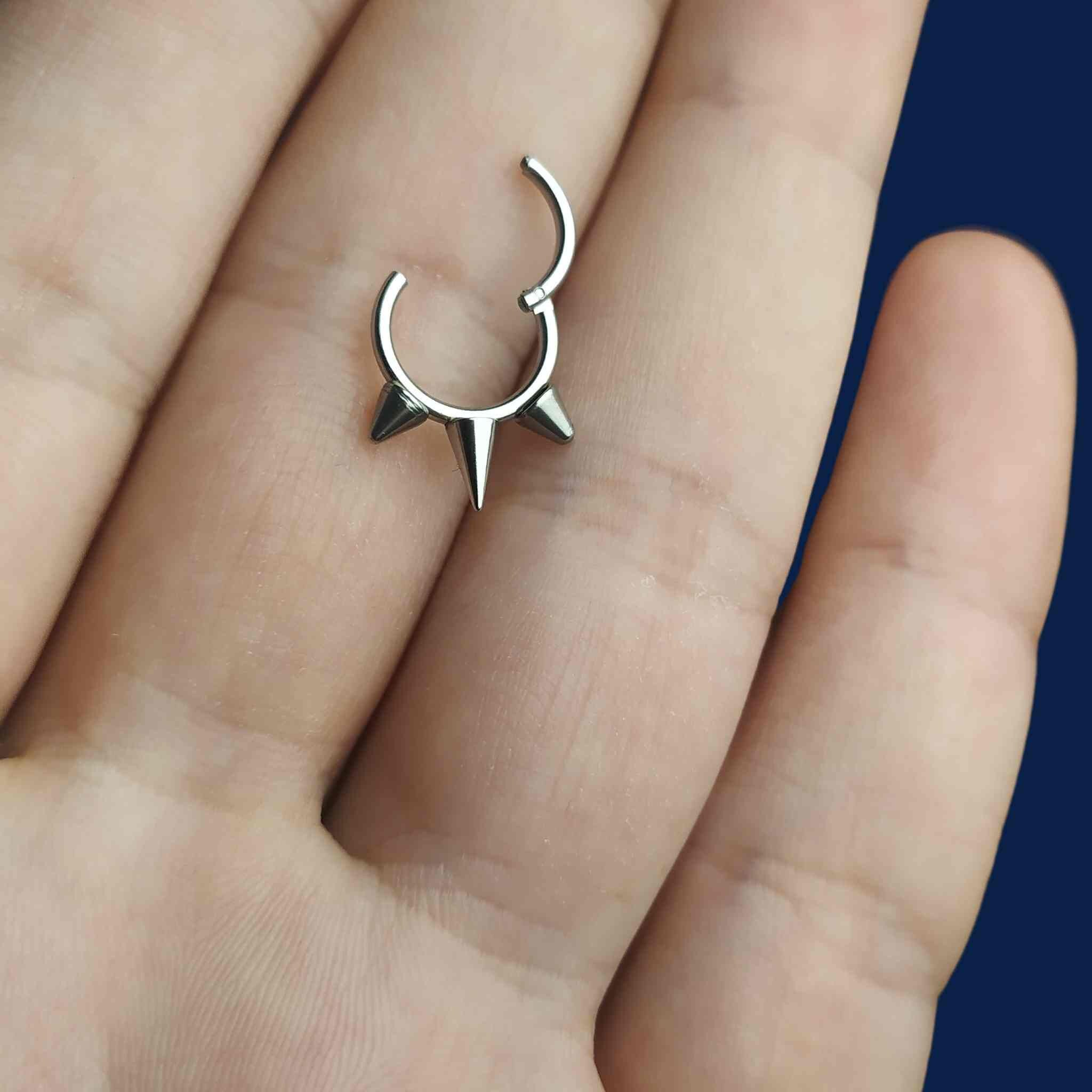 Silver Septum Ring Clicker - Septum Piercing Jewelry - Nose Ring ...