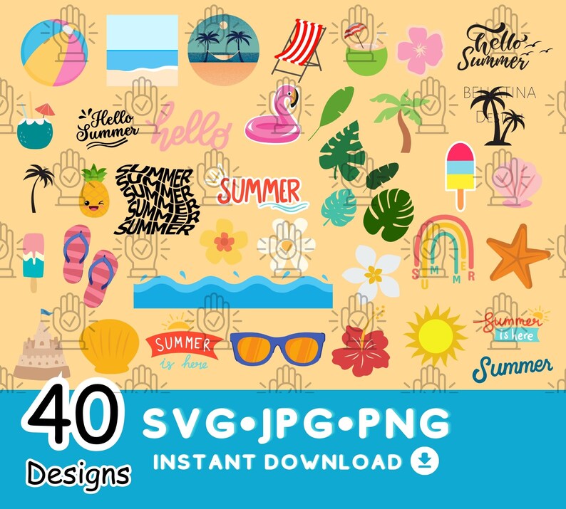 Summer SVG + JPG + PNG File Bundle for Cricut and Sublimation - Etsy
