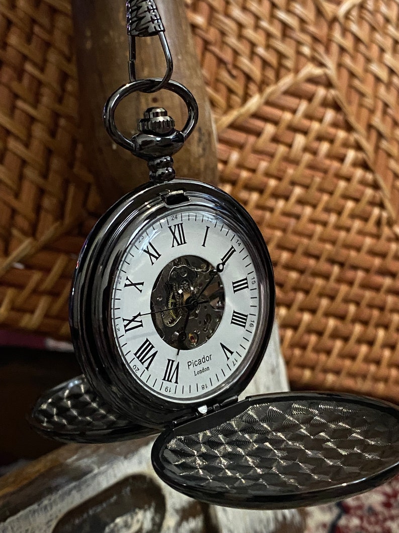 Vintage Mechanical Pocket Watch Unisex Watch Colour Silver and Black ...