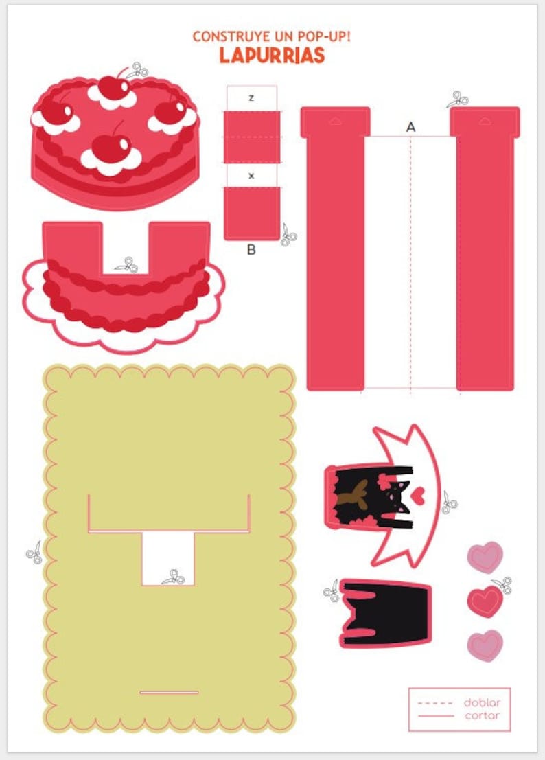 Pop-up Cake Card Template (red Velvet) / Printable PDF and SVG for ...