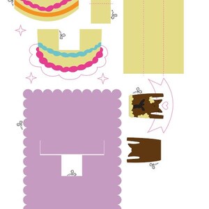Pop-up Cake Card Template lemon / Printable PDF and SVG for Cricut or ...