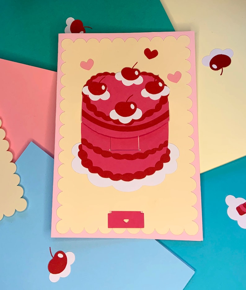 Pop-up Cake Card Template (red Velvet) / Printable PDF and SVG for ...