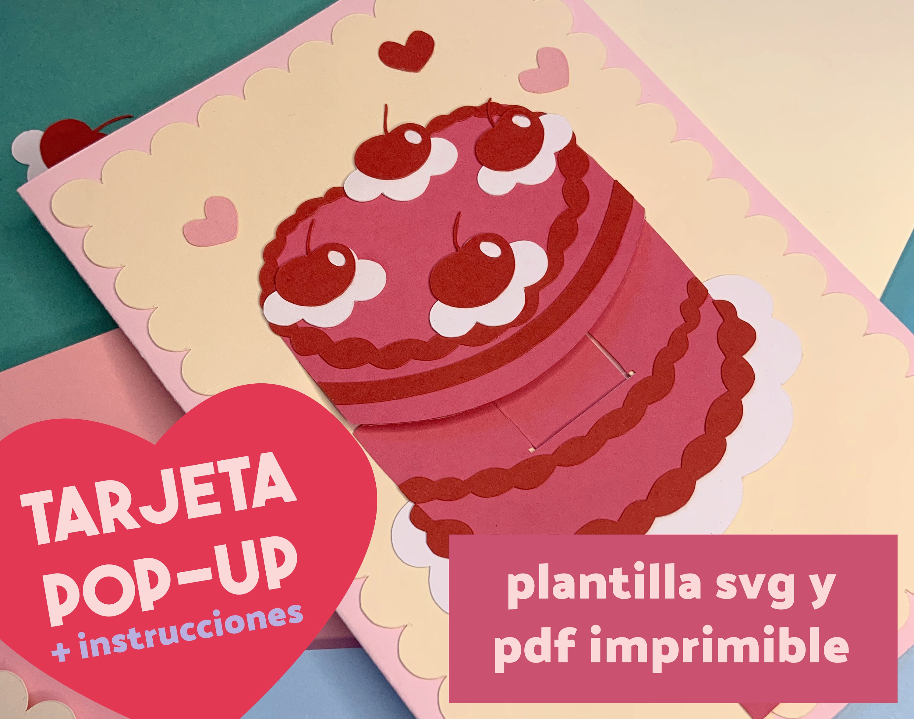 Pop-up Cake Card Template (red Velvet) / Printable PDF and SVG for ...