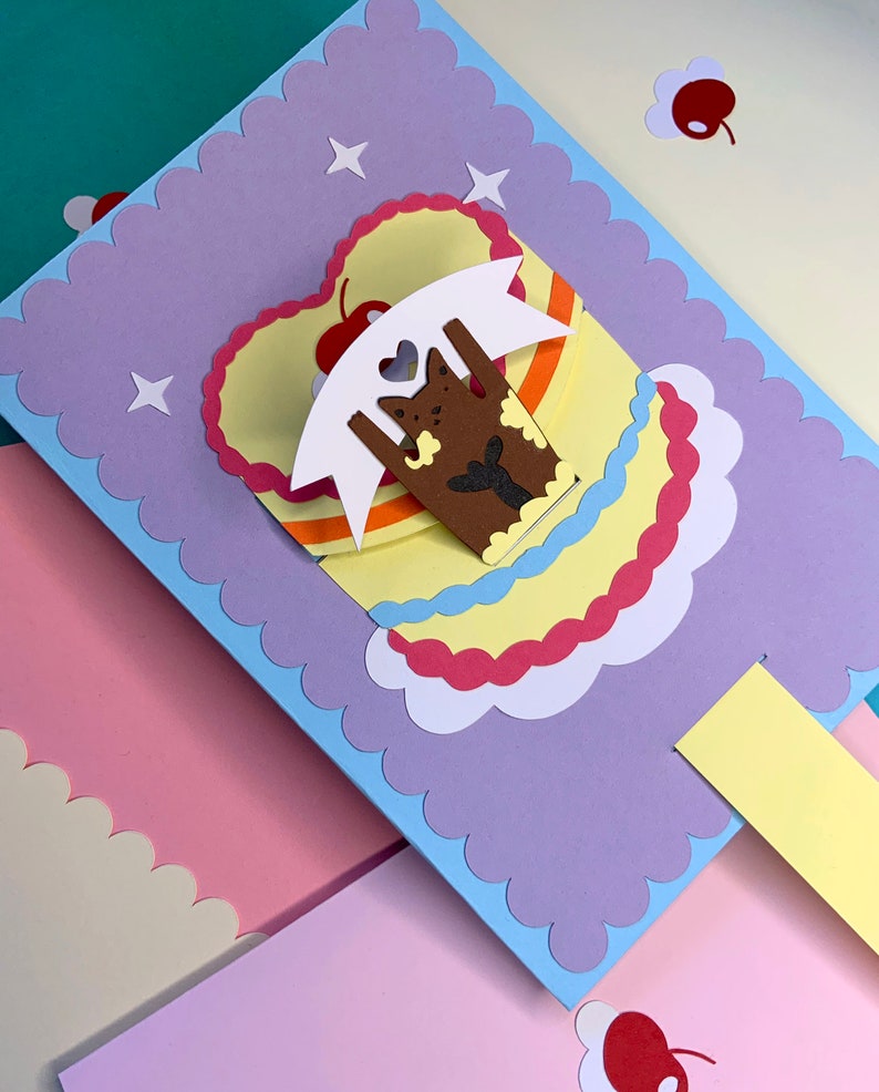 Pop-up Cake Card Template lemon / Printable PDF and SVG for Cricut or ...