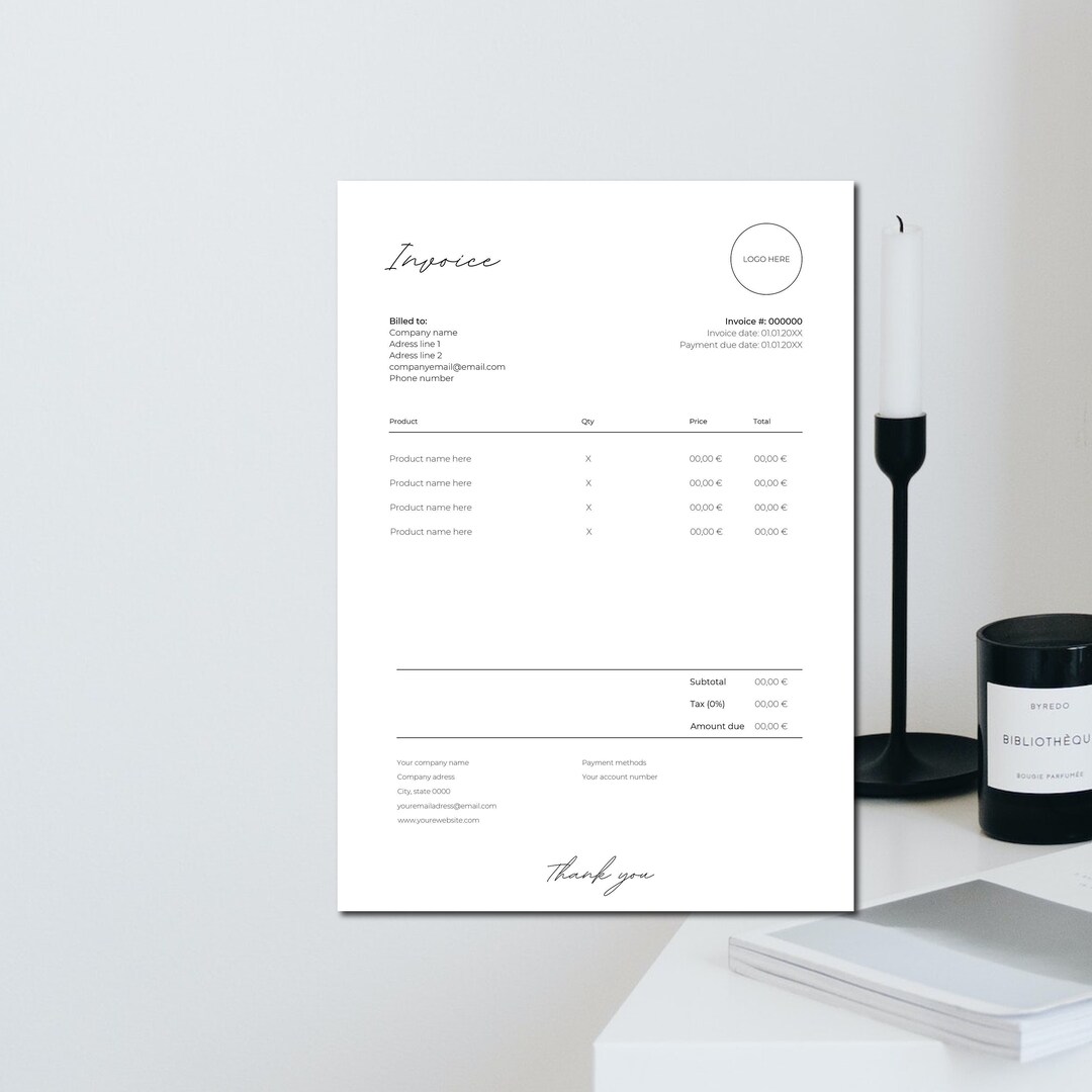 Minimalist Invoice Template | Modern Client Invoice | Editable Template ...