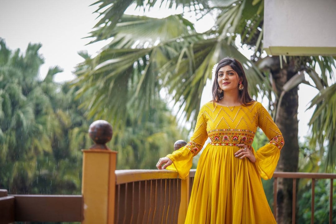 Buy Matching Mom Daughter Yellow Flair Gown Dress With Dupatta for ...