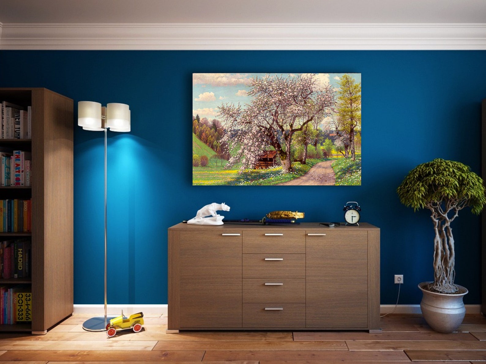 Vintage Spring Landscape Painting | PRINTABLE Country Field Decor ...