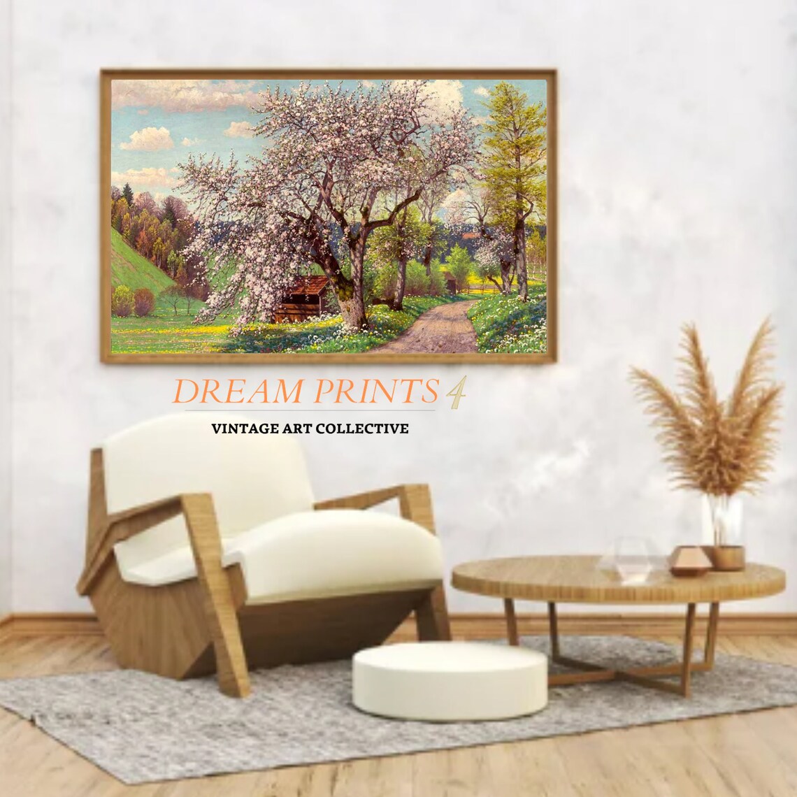 Vintage Spring Landscape Painting | PRINTABLE Country Field Decor ...