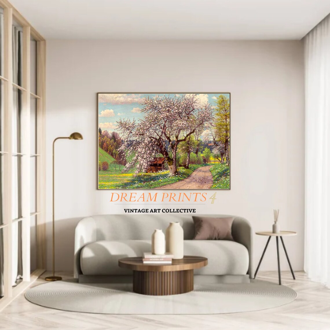 Vintage Spring Landscape Painting | PRINTABLE Country Field Decor ...