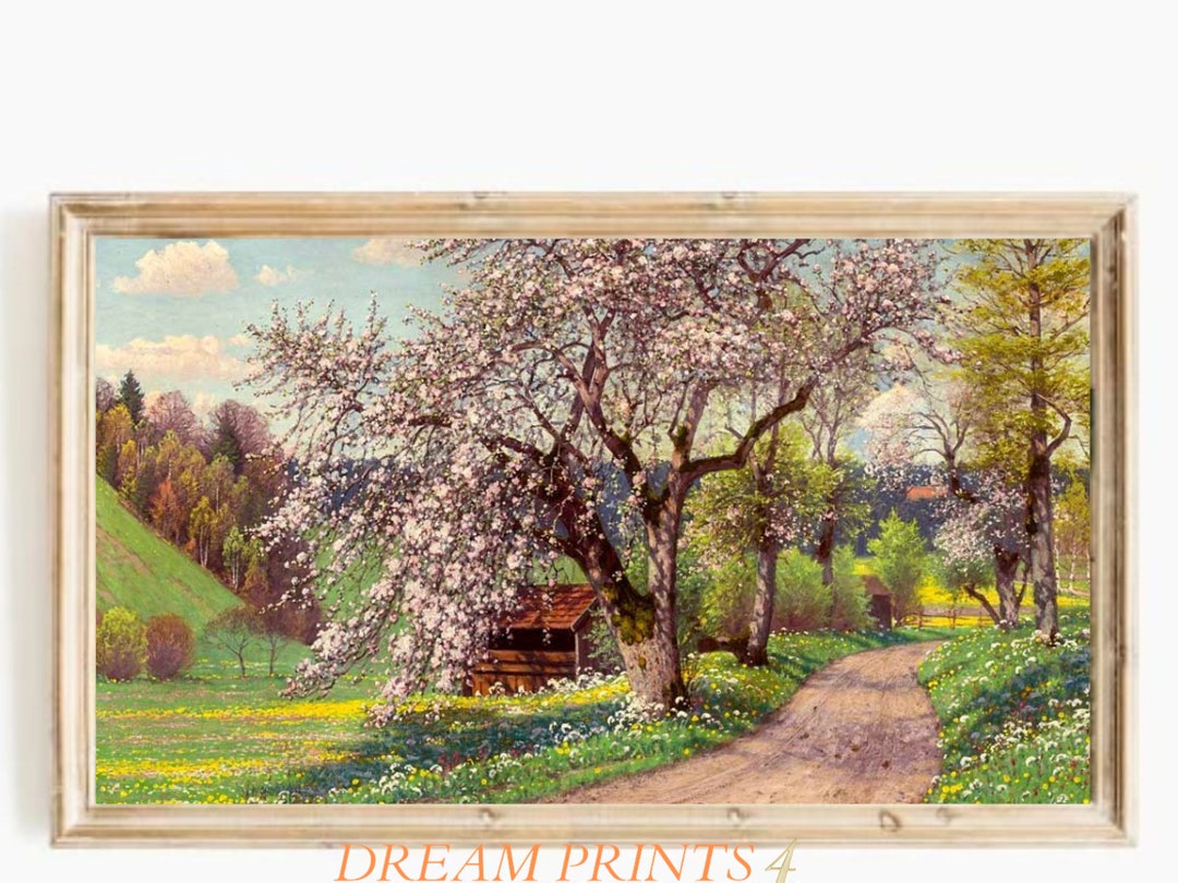 Vintage Spring Landscape Painting | PRINTABLE Country Field Decor ...