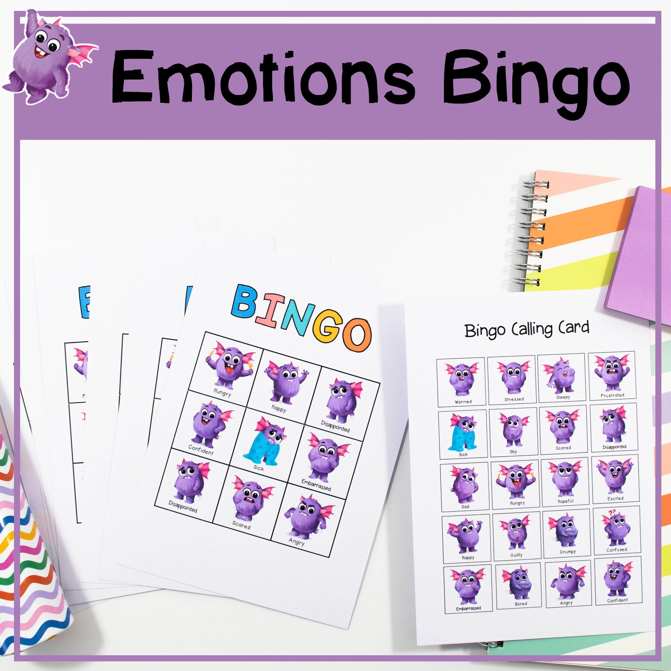Emotions Bingo - Printable Game for Teaching Emotions - Etsy