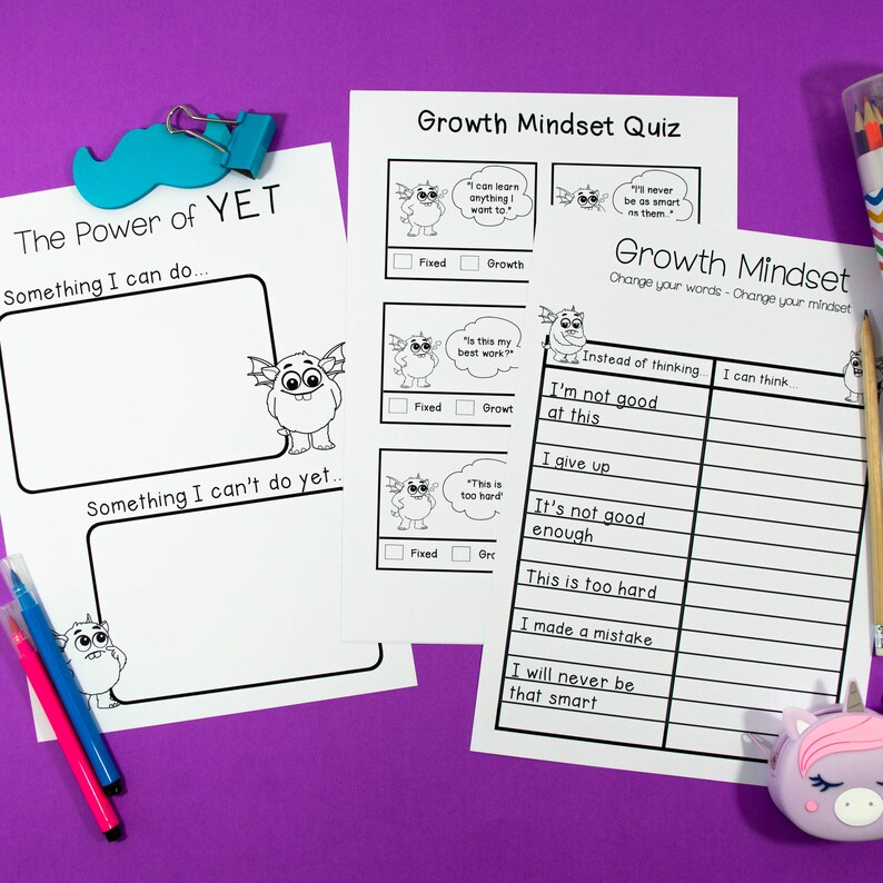 Growth Mindset Poster & Activities Pack Quiz and Goal Setting Bunting ...
