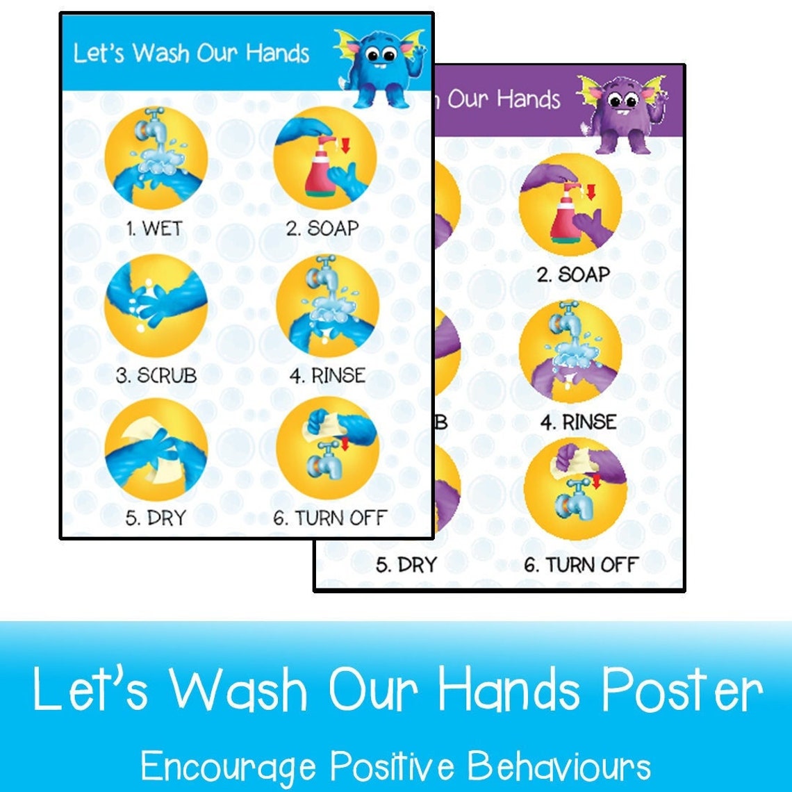 Steps to Washing Your Hands Poster for Kids - Promote Good Hygiene - Etsy