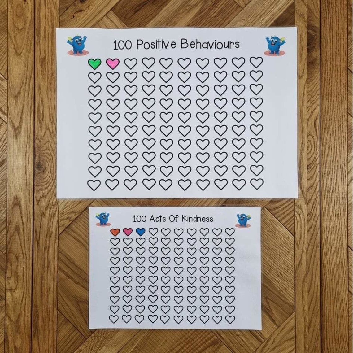 100 Acts of Kindness Chart & 100 Positive Behaviours Chart - Etsy