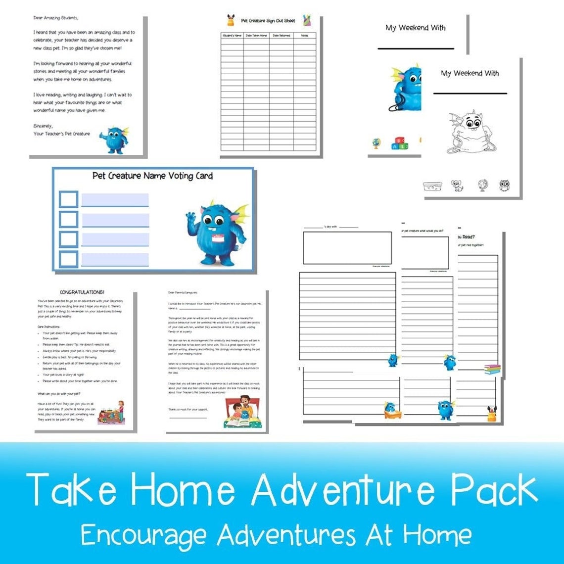 Take-home Classroom Pet Adventure Pack Blue - Etsy