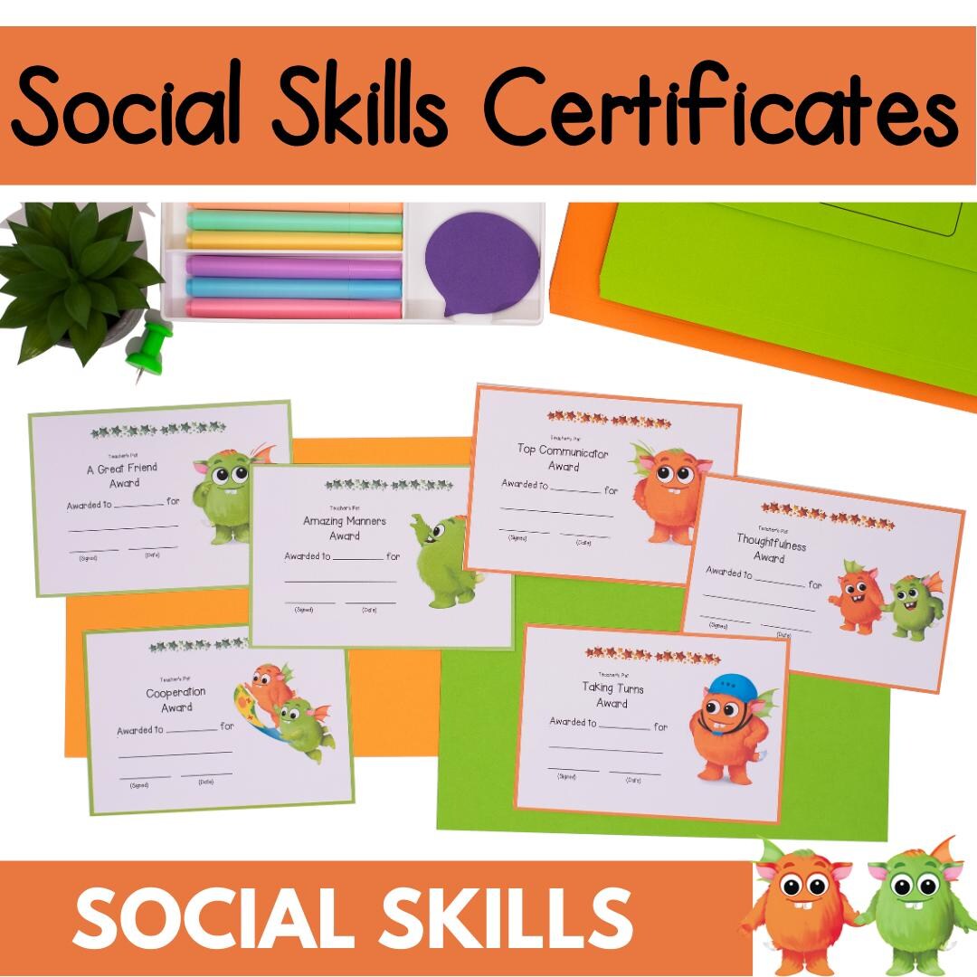 Social Skills Classroom Certificates - Printable - Etsy