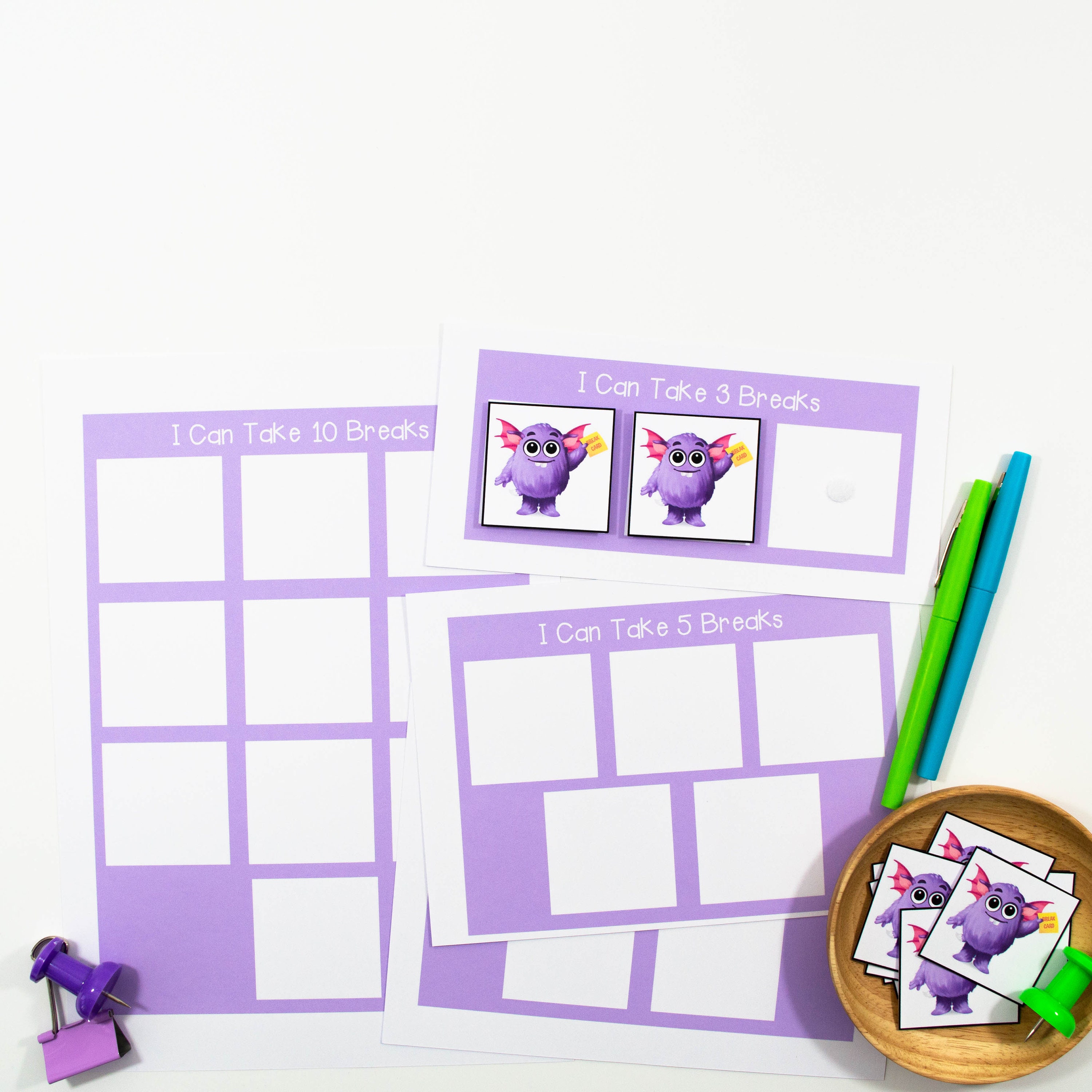 Classroom Break Cards and Break Tracker - Printable Activity and ...