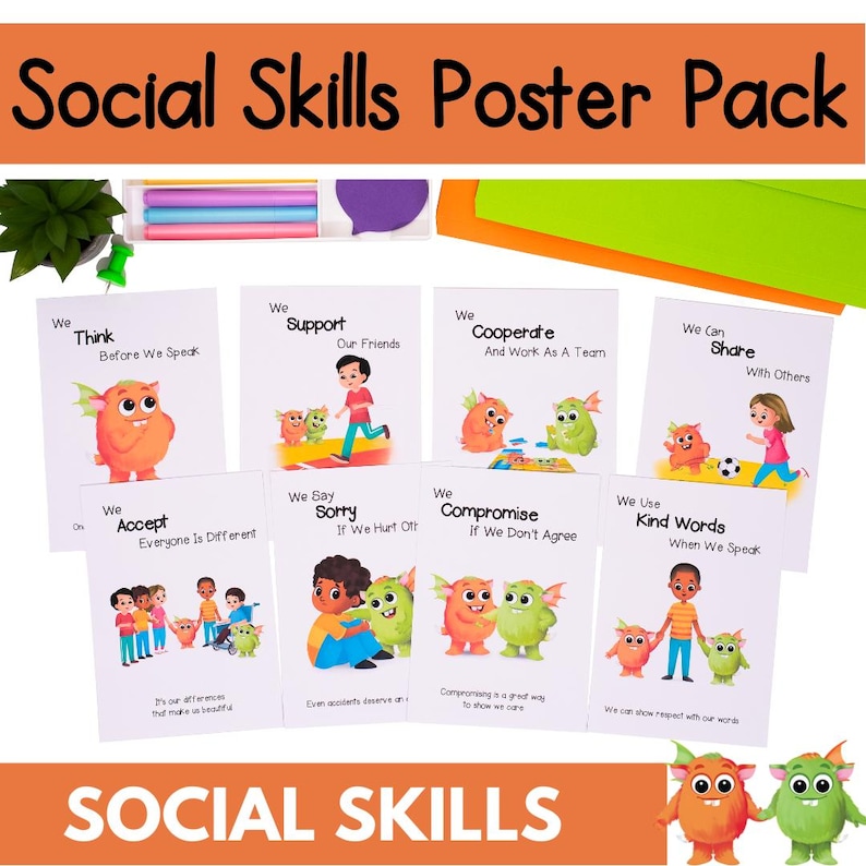 Social Skills Poster Pack - Printable Classroom Display for Social ...